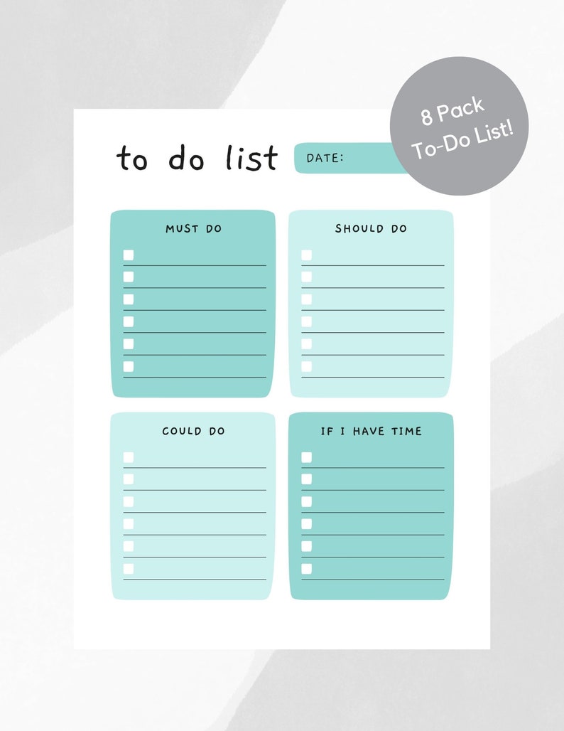 Printable to Do List, Blank to Do List, Planner, Productivity, Tasks ...