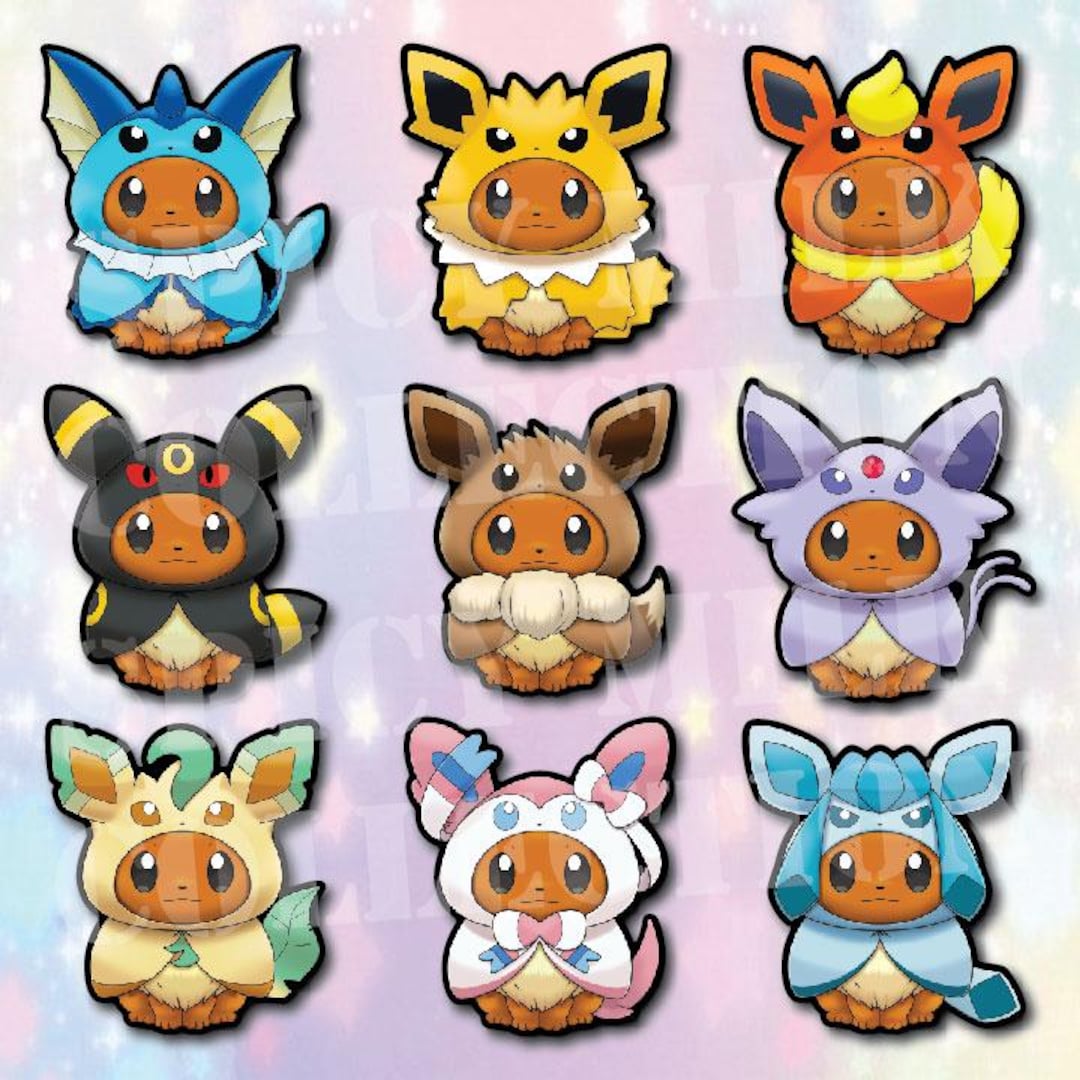 PKM Eevee Poncho Stickers Eeveelutions Vinyl Decal ideal for Car Window ...