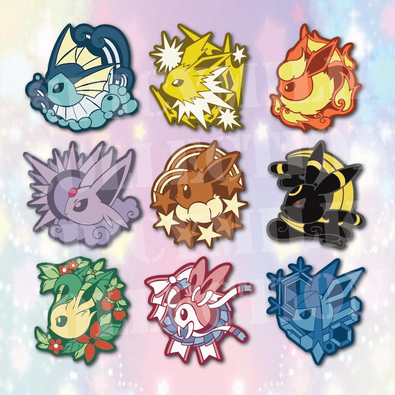 PKM- Eevee Mural Stickers Eeveelutions Vinyl Decal (ideal for Car ...