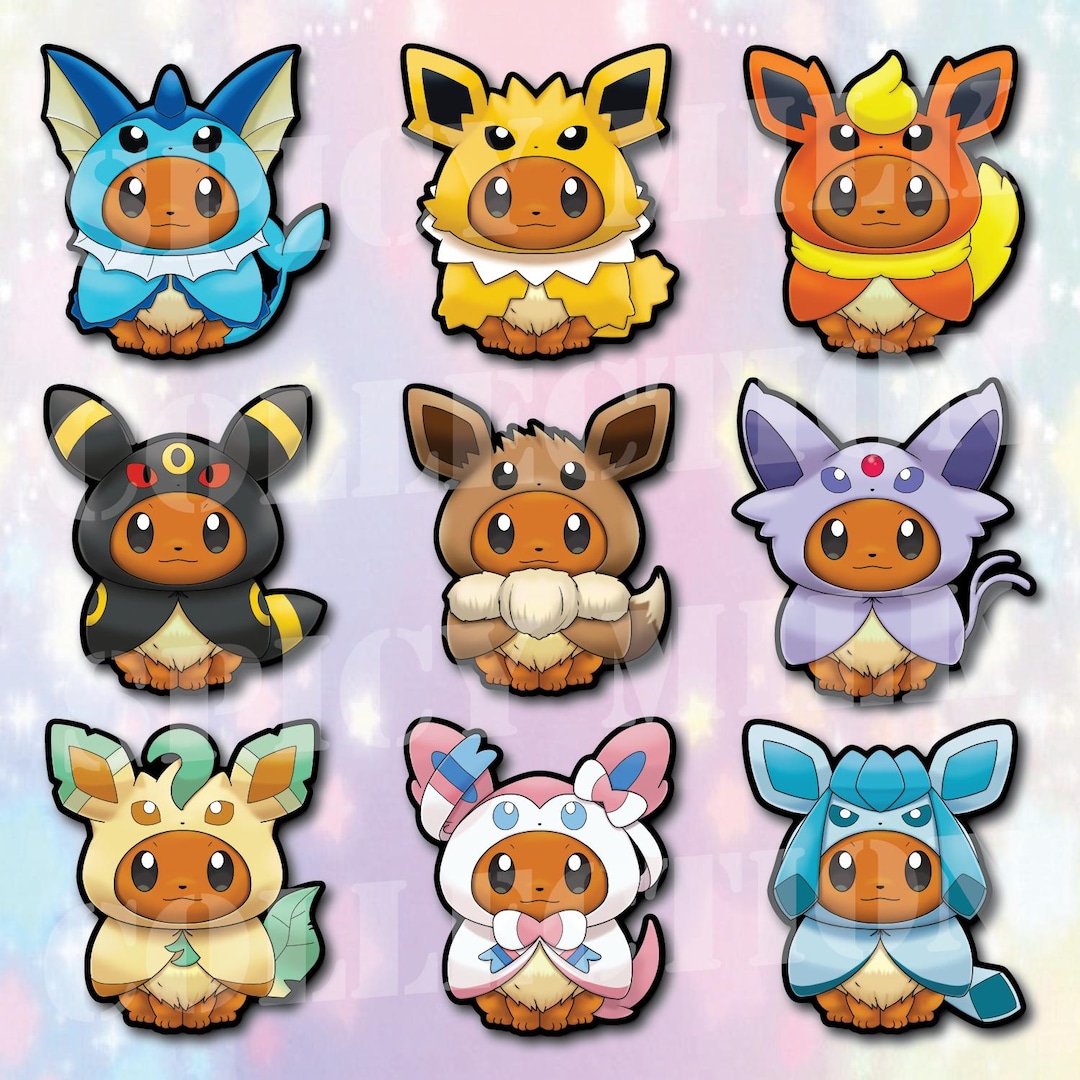 PKM- Eevee Poncho Stickers Eeveelutions Vinyl Decal Die Cut (car Window ...