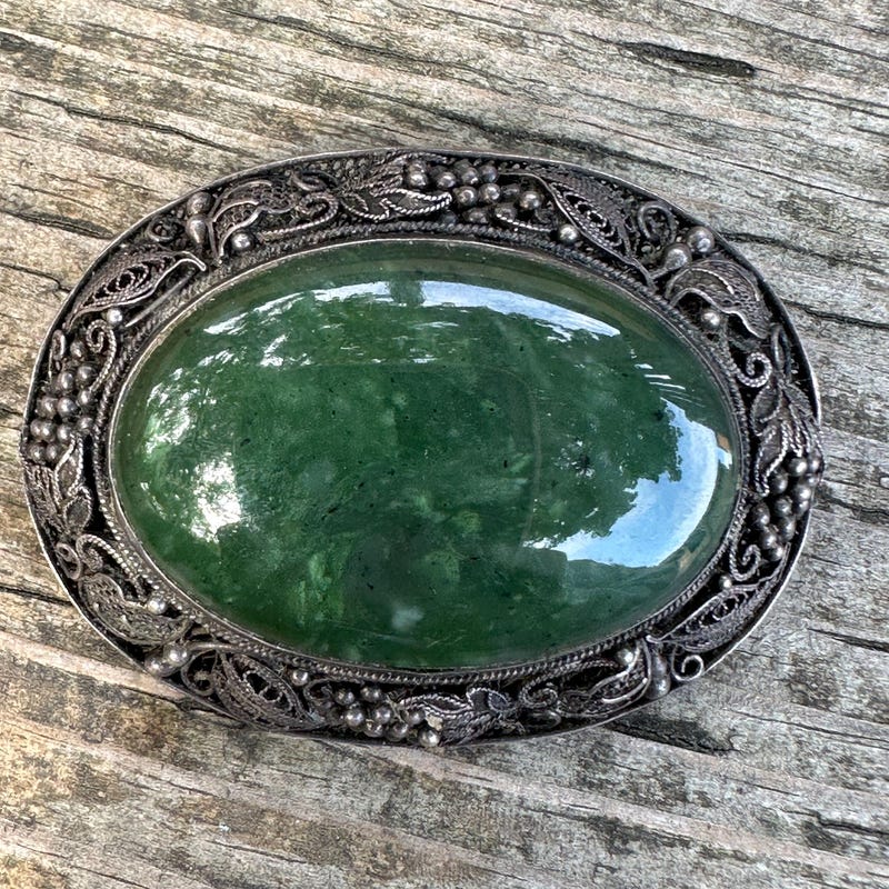 Green Stone Brooch - Etsy
