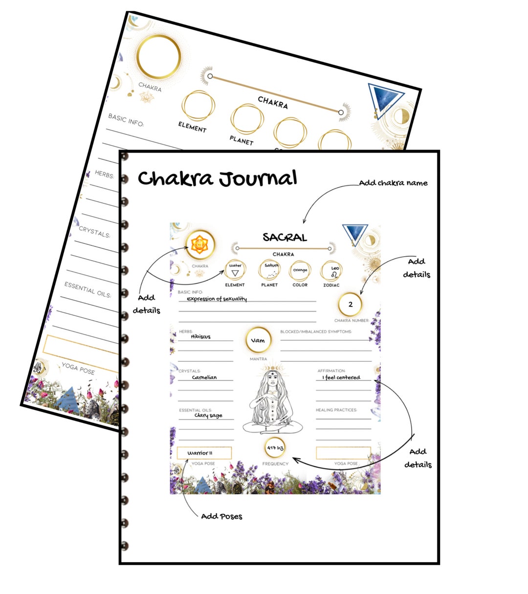 Chakra Journal I Printable L Grimoire Sheet L Chakra Journal L Book of ...