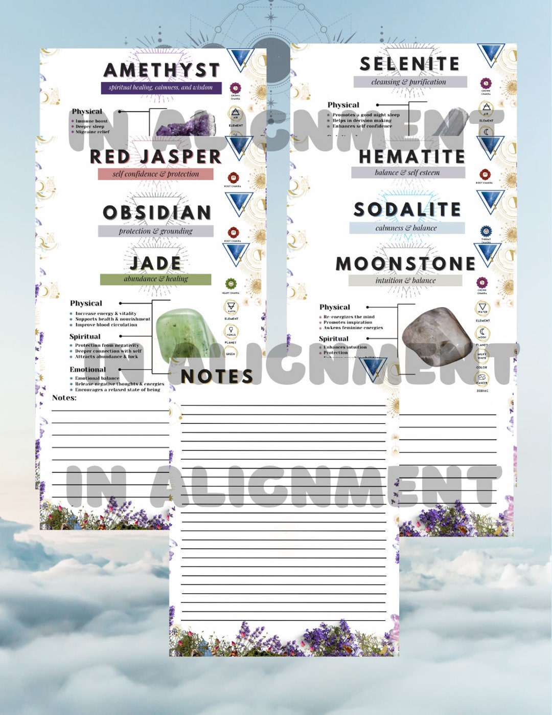 8 Crystal Journal Sheet/ Metaphysical Properties/grimoire Sheets ...