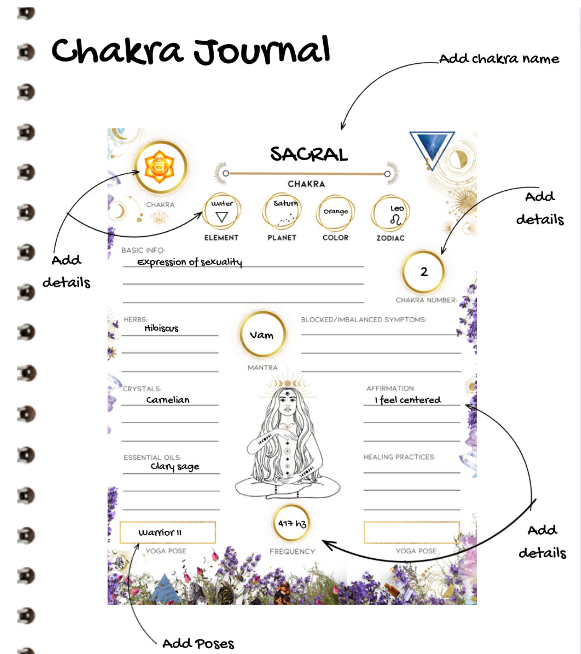 Chakra Journal I Printable L Grimoire Sheet L Chakra Journal L Book of ...