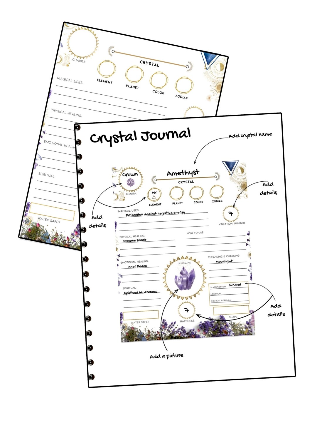 Crystal Journal I Printable L Grimoire Sheet L Crystal Journal L Book ...