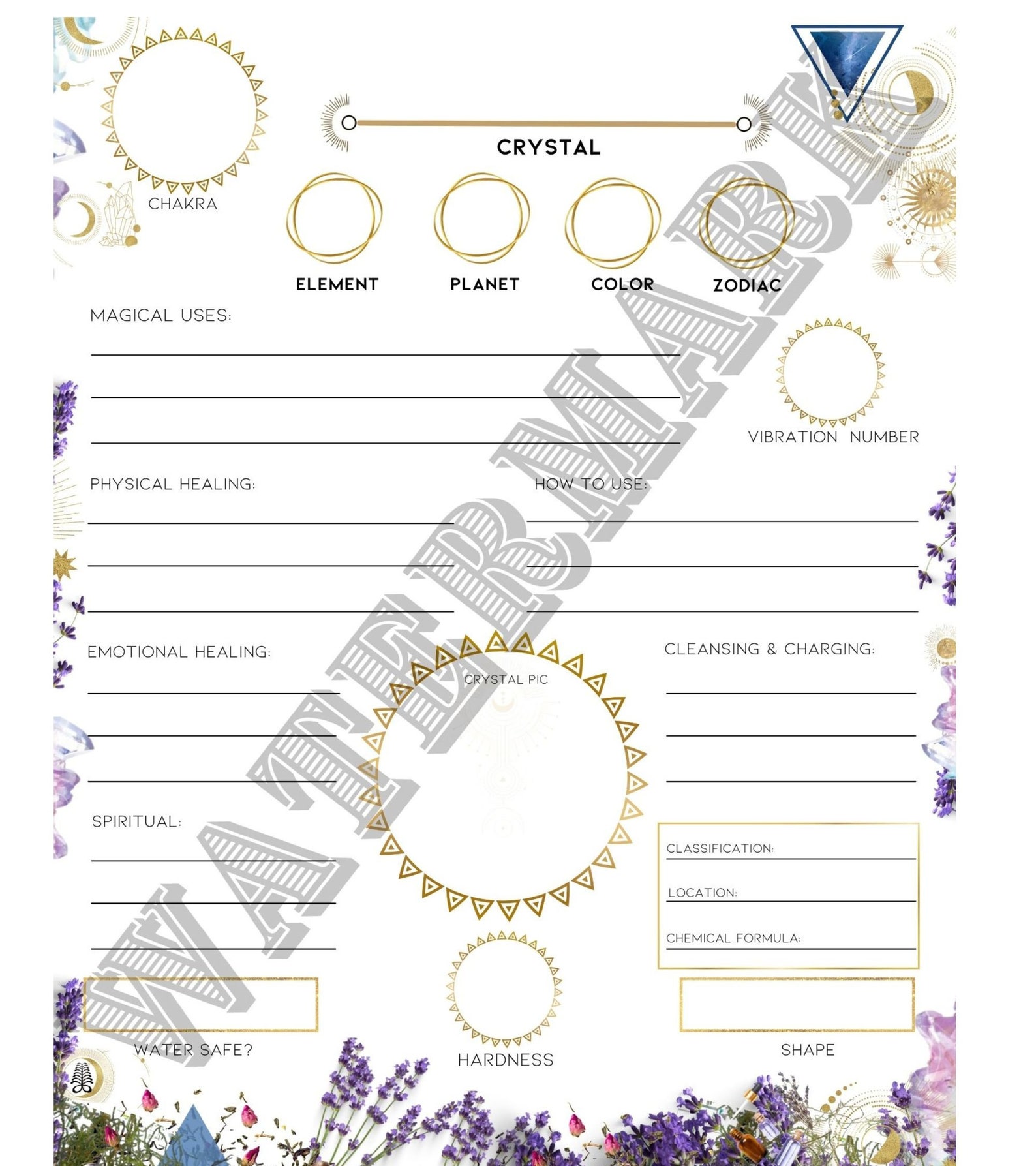 Crystal Journal I Printable L Grimoire Sheet L Crystal Journal L Book ...