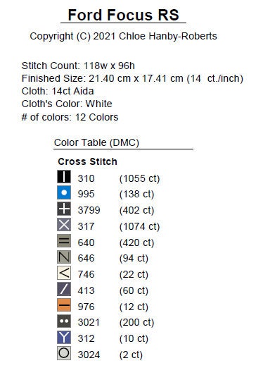 PDF Pattern - Ford Focus RS Cross Stitch - Etsy