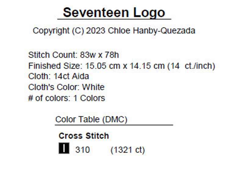 PDF Pattern - Seventeen Logo Cross Stitch - Etsy