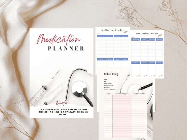 Digital Medication Tracker Printable, Med Tracker, Chart Monthly ...