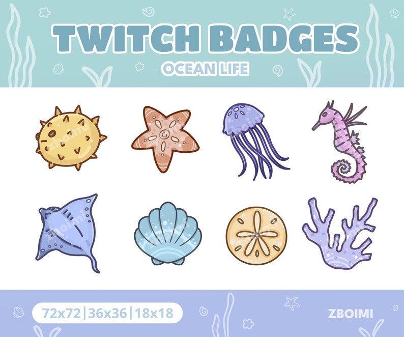 Twitch Ocean Badges 8 Ocean Badges Twitch Sub Badge Ocean Set Twitch ...