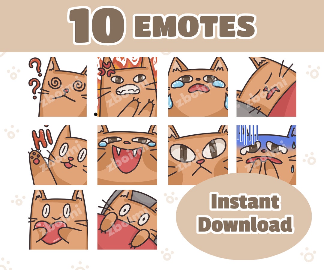 Cute Cat Emotes Kitten Emotes Twitch Animal Emote Twitch Cat Emote Set ...