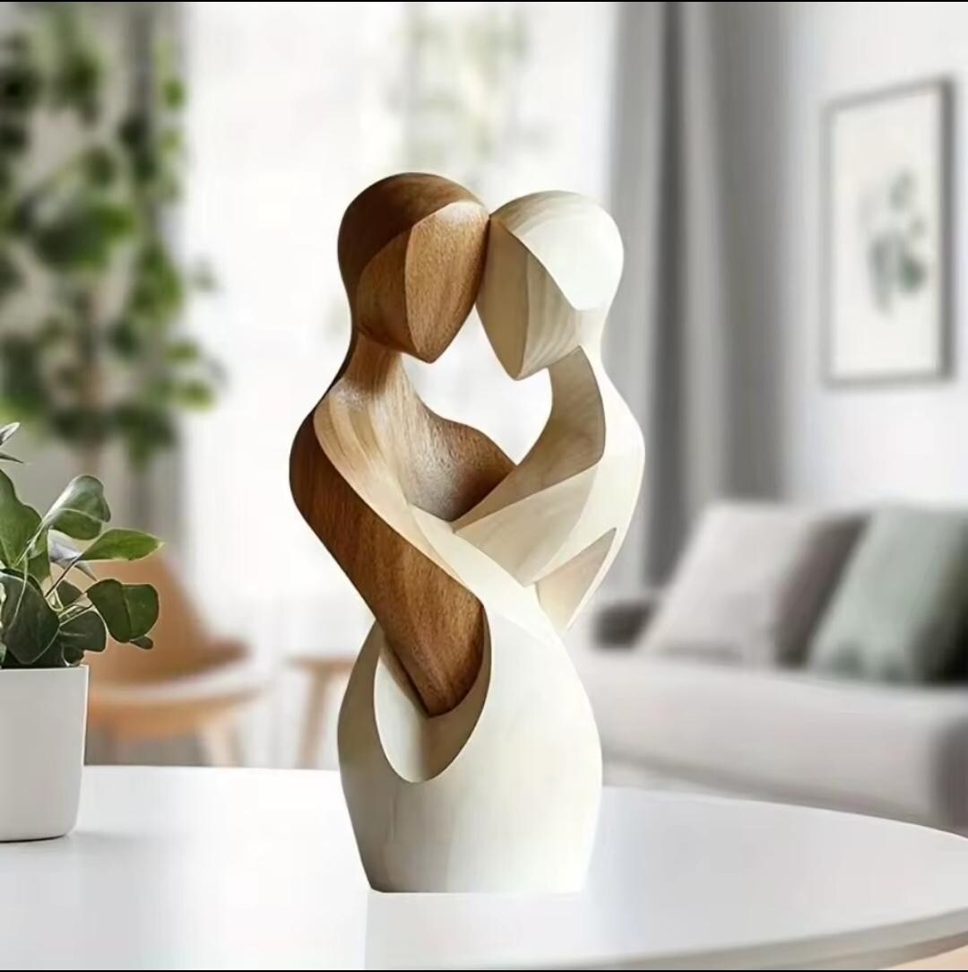 Modern Wooden Couple Sculpture-romantic Love Statue-minimalist Home ...