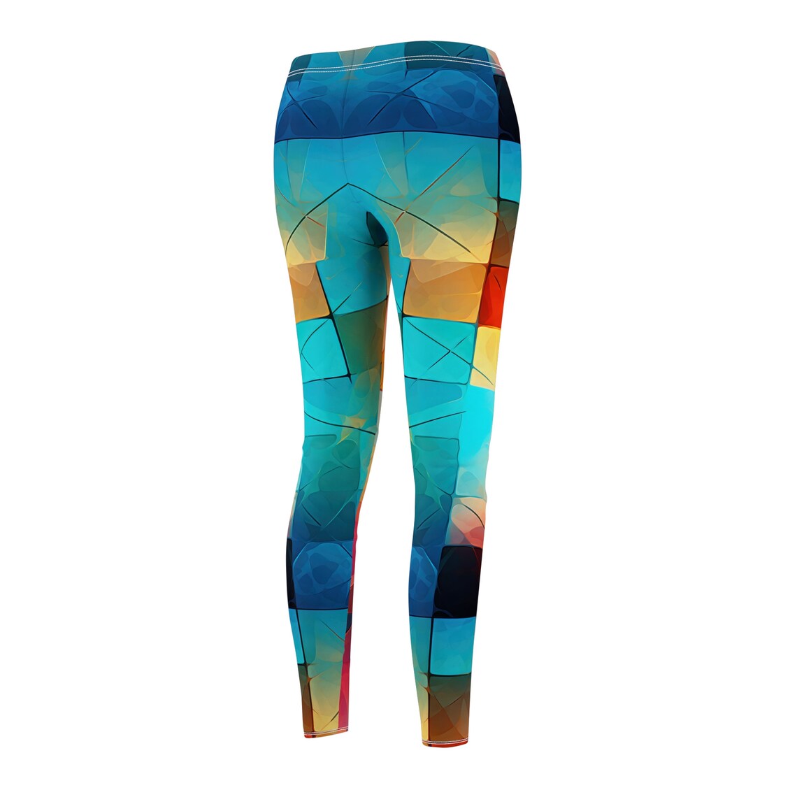 Abstract Block Art Leggings, Designer Leggings, Colorful Leggings ...