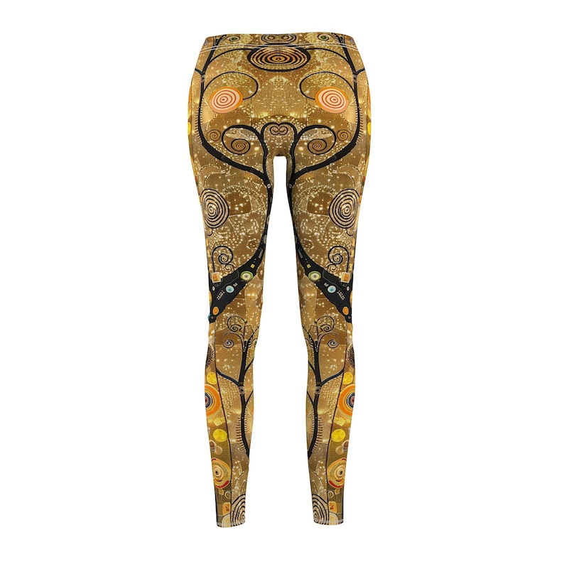 Klimt-inspired Art Leggings: Abstract Black and Gold Yoga Pants - Etsy