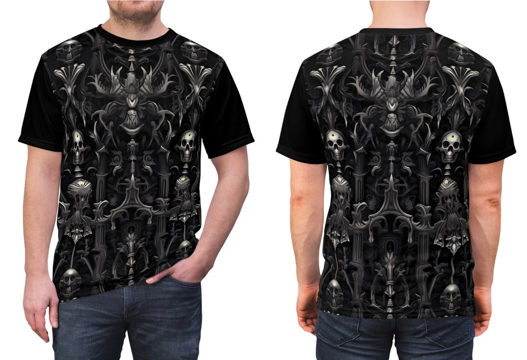 Gothic Black T-shirt, Gothic Tee, Skull T-shirt, Gothic Art Shirt ...