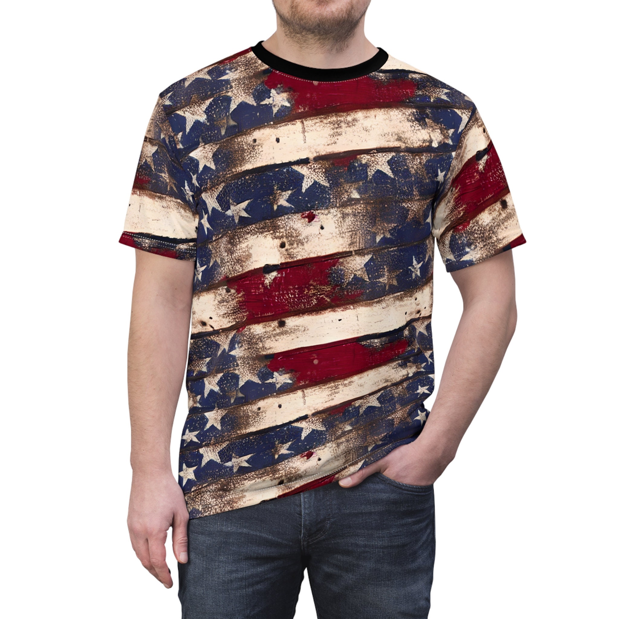 Distressed American Flag Tee, U S Flag Shirt, American Flag Tee, Party ...