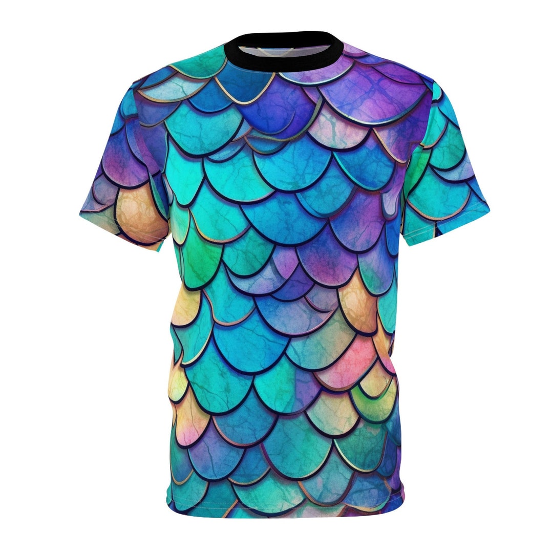 Rainbow Fish Scale Tee: Colorful Mermaid Shirt - Etsy