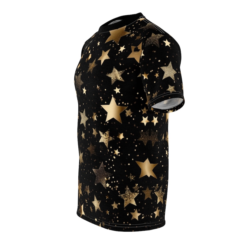 Gold Star T-shirt, Gold Stars Tee, Star Pattern Tee, Black and Gold ...