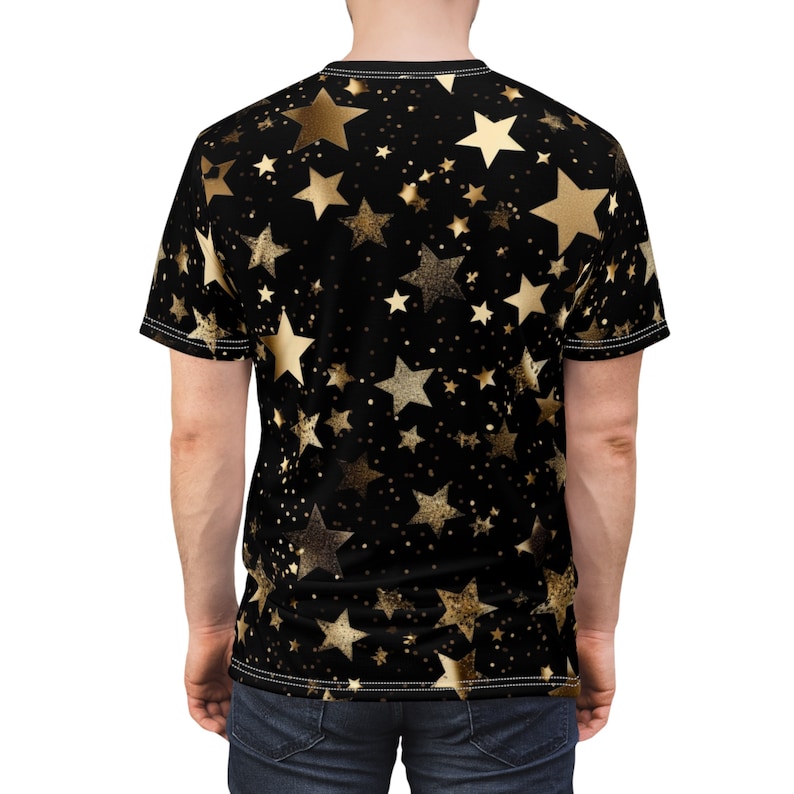 Gold Star T-shirt, Gold Stars Tee, Star Pattern Tee, Black and Gold ...