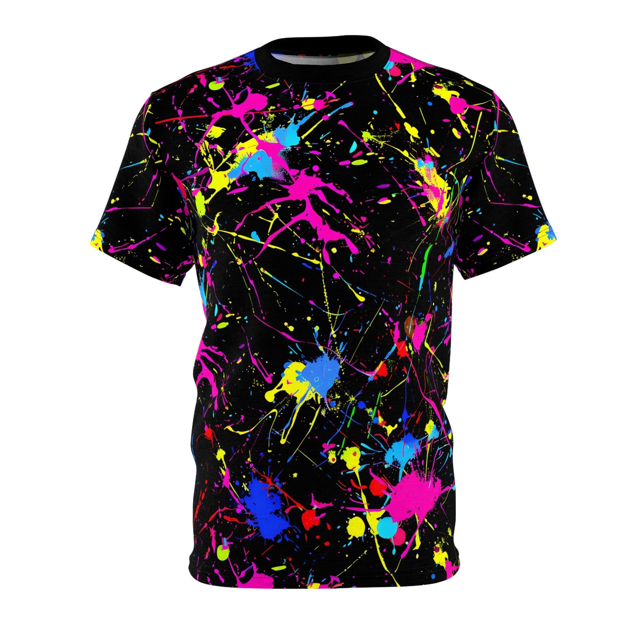 Neon Paint Splatter T-shirt: Abstract Party Tee - Etsy