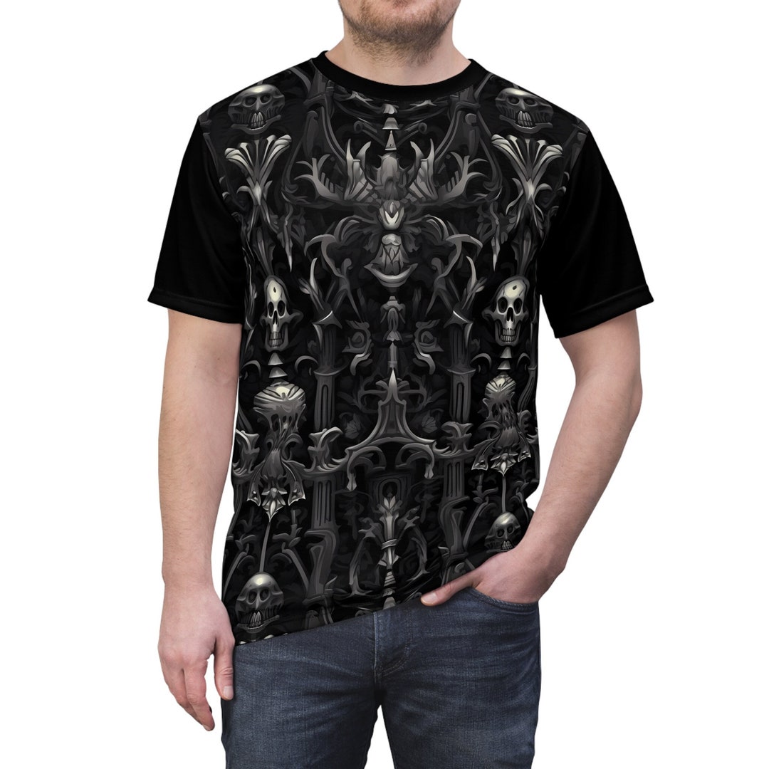 Gothic Black T-shirt, Gothic Tee, Skull T-shirt, Gothic Art Shirt ...