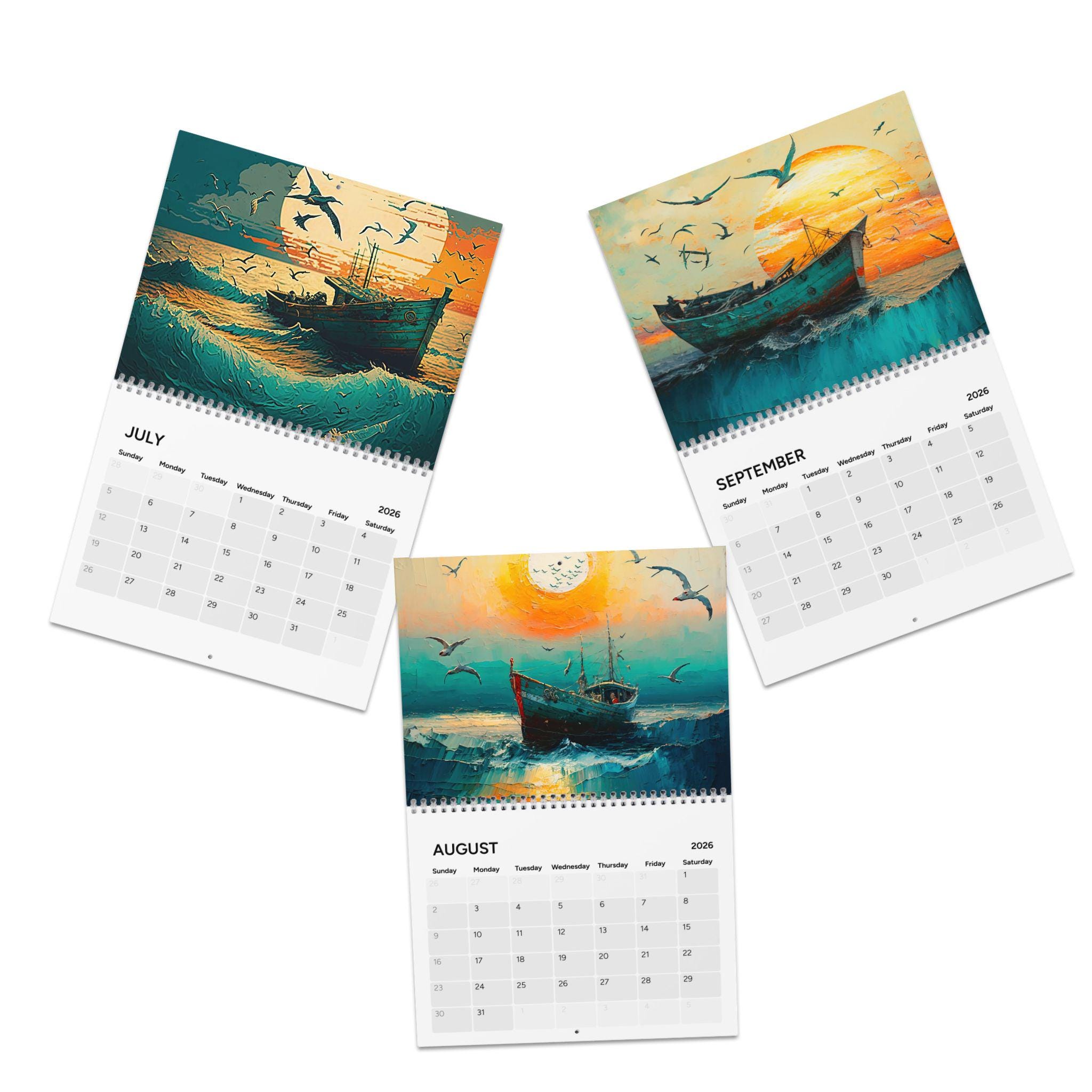 2026 Wall Calendar, Mariner's Ocean Calendar With 2026 Retro Ocean ...