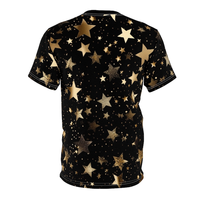 Gold Star T-shirt, Gold Stars Tee, Star Pattern Tee, Black and Gold ...