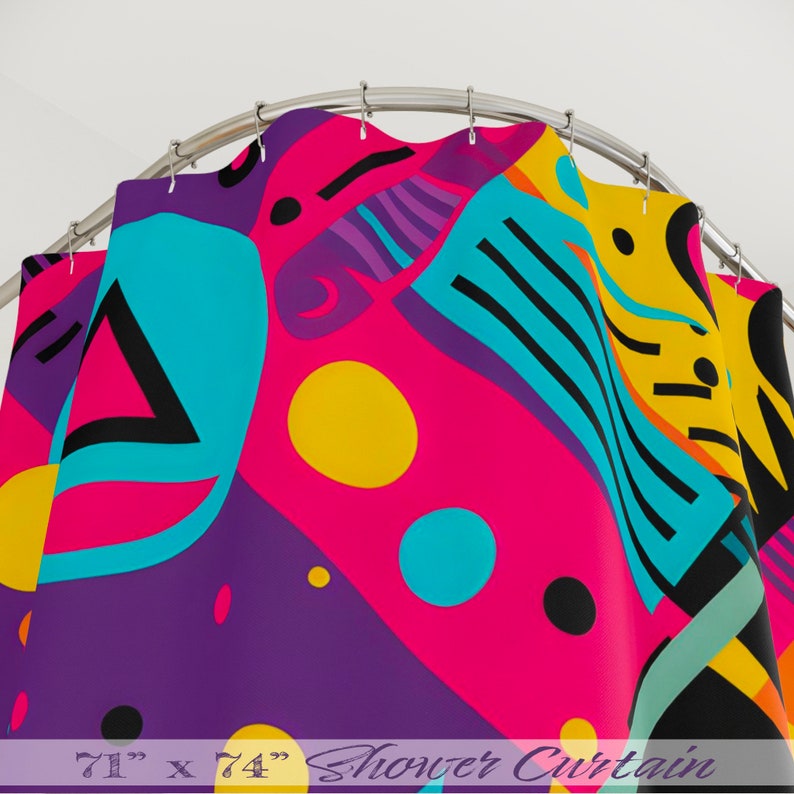 Retro Funky 80s-pattern Shower Curtain, Colorful Shower Curtain, Home ...
