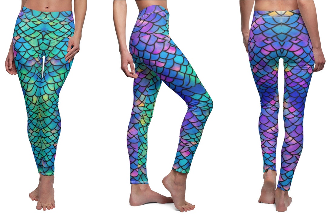 Rainbow Fish Scale Leggings: Colorful Yoga Gym Pants - Etsy