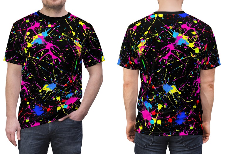 Neon Paint Splatter T-shirt: Abstract Party Tee - Etsy