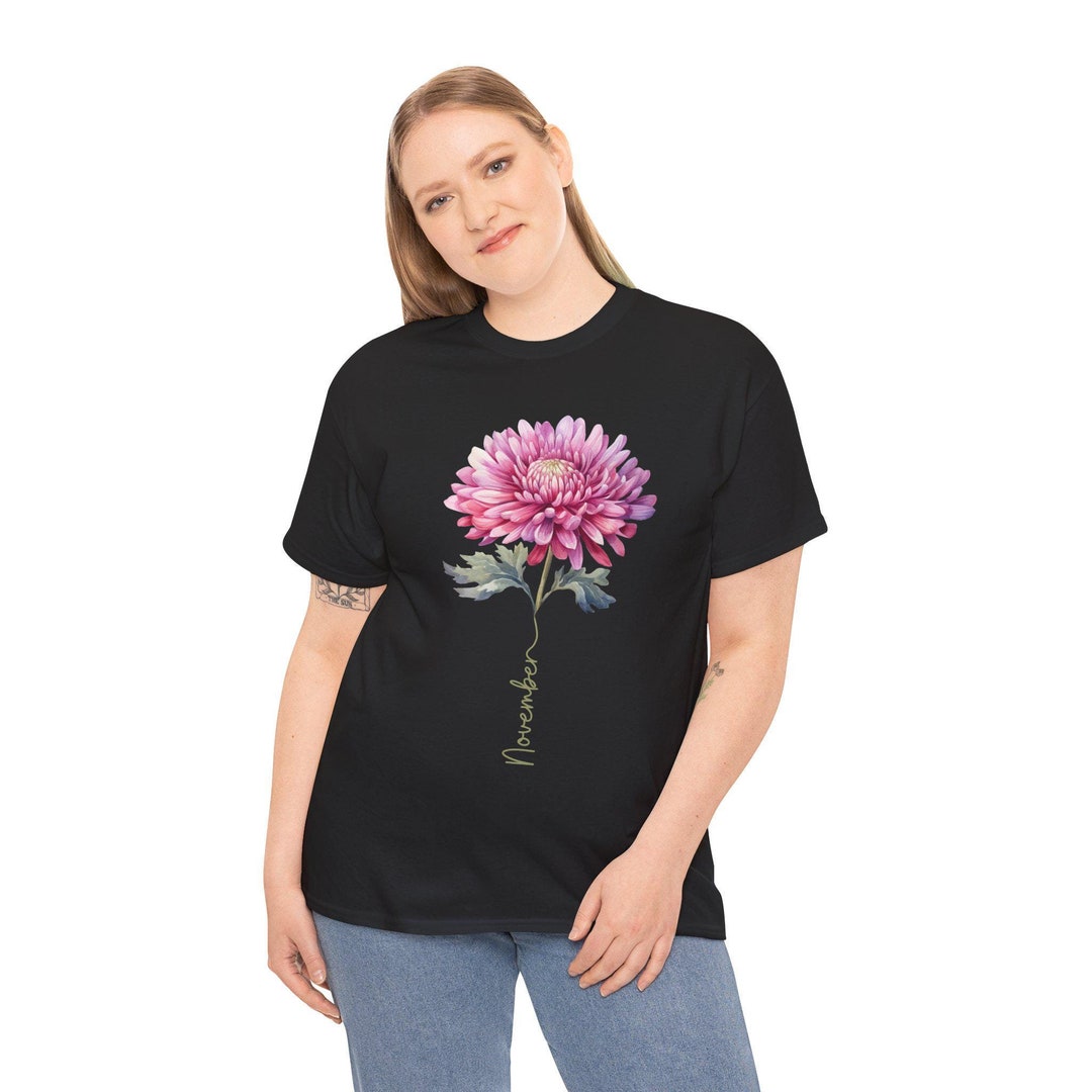 November Birth Flower Shirt: Chrysanthemum Watercolor Tee - Etsy