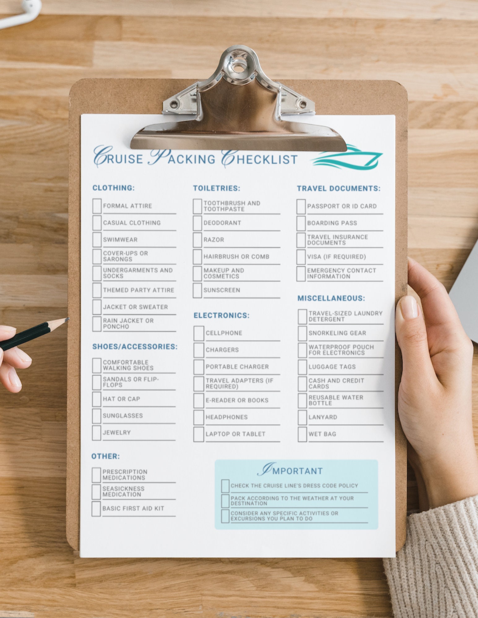 Cruise Packing Checklist - Etsy