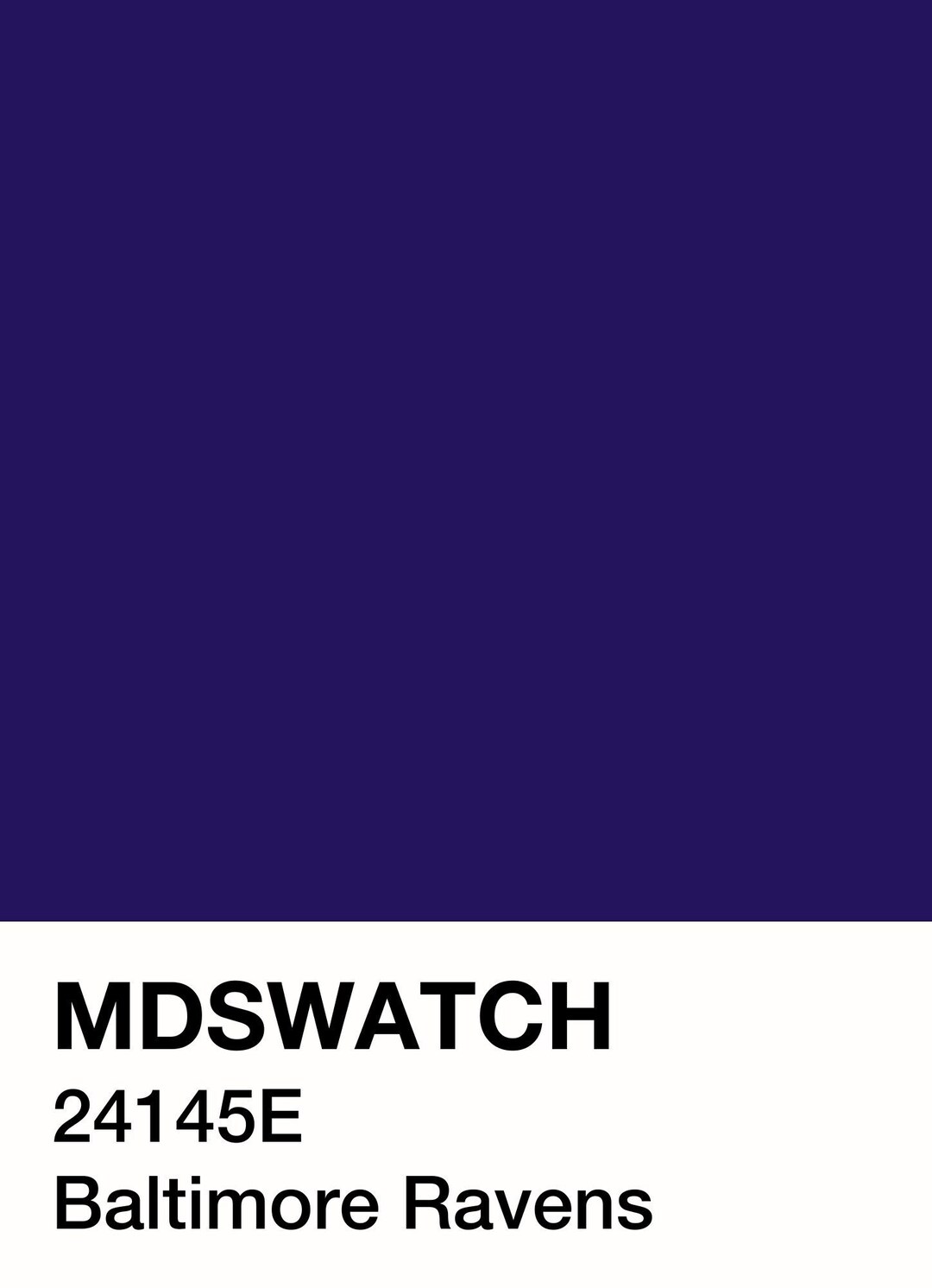MDTONE - Baltimore Ravens Pantone Swatch Digital Print - Etsy