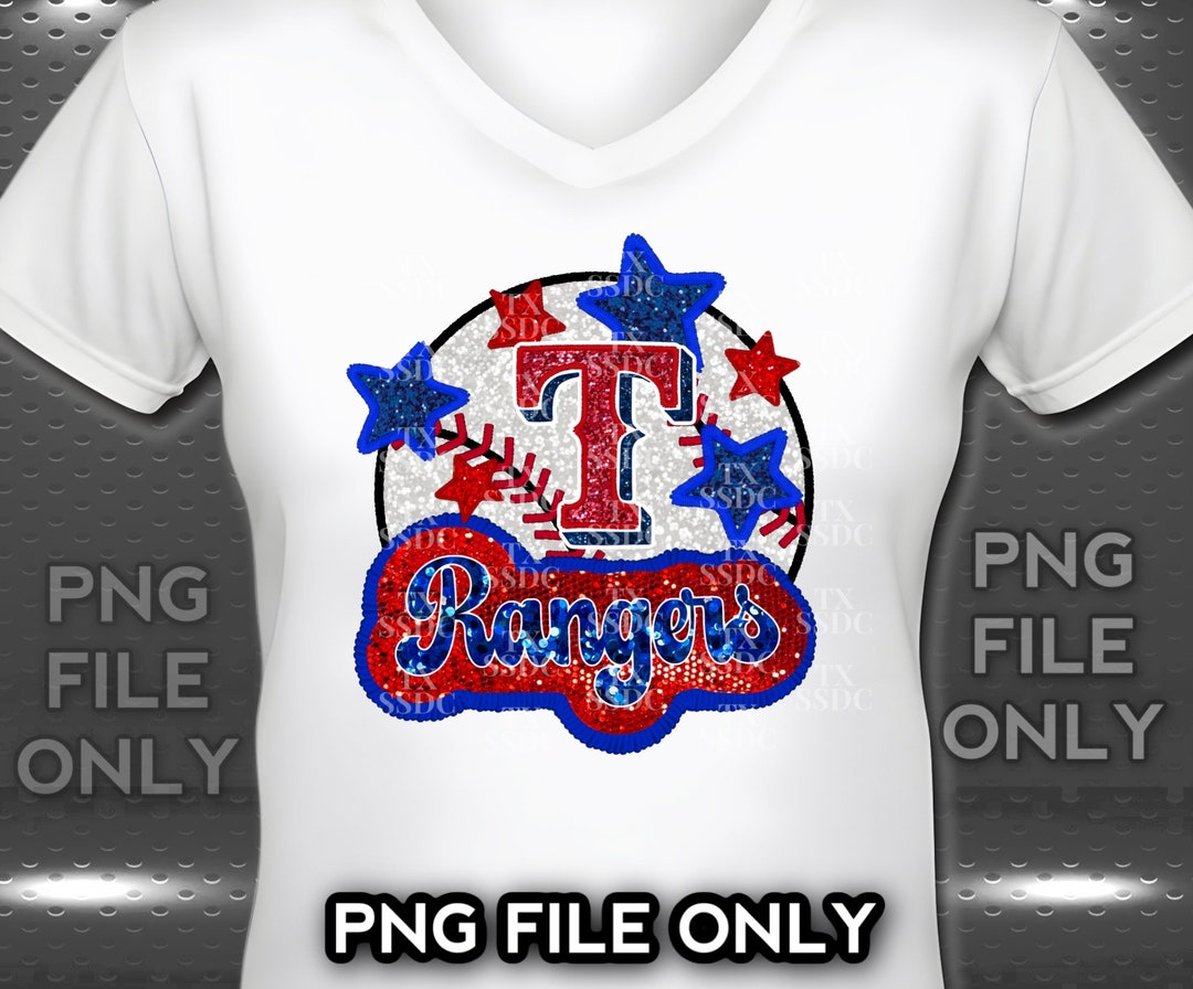 Texas Ranger Faux Embroidery Sequin Baseball PNG File - Etsy