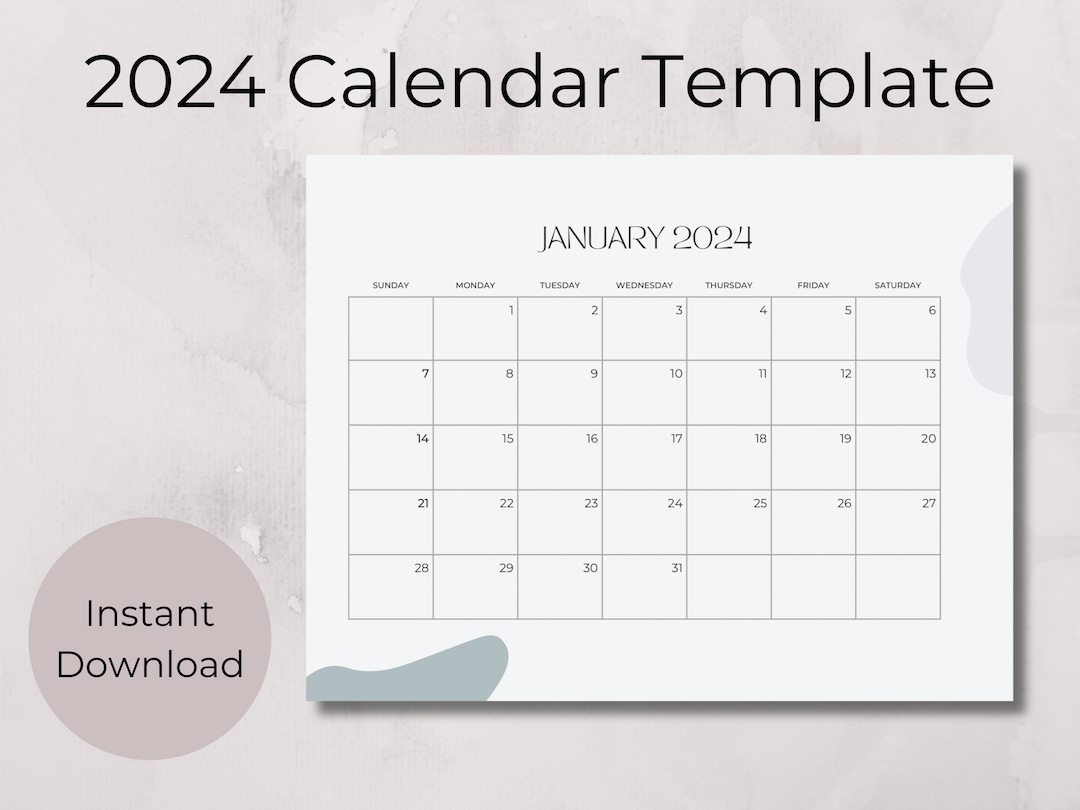 2024 Monthly Calendar Digital Planner Template Editable - Etsy