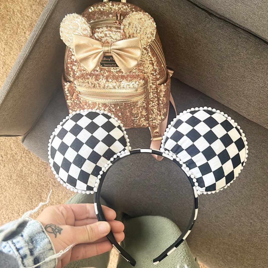 Black and White Checkered Mickey Ears - Etsy