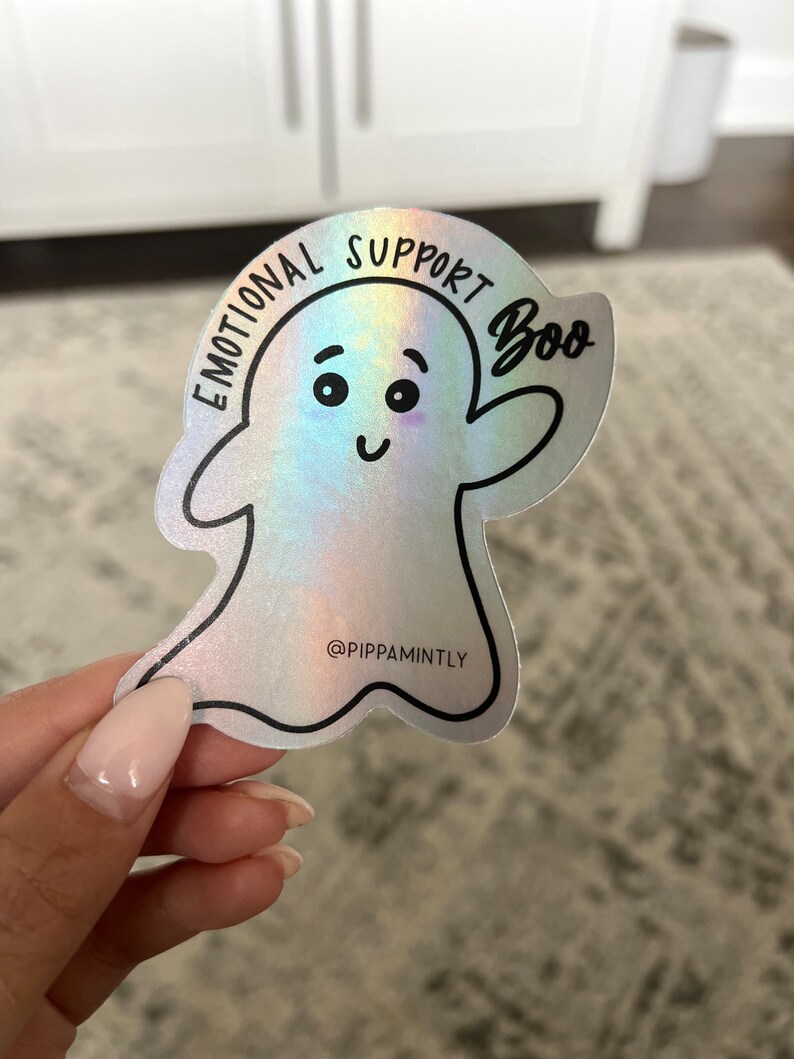Emotional Support Boo Vinyl Sticker, Funny Sticker, Mental Health ...