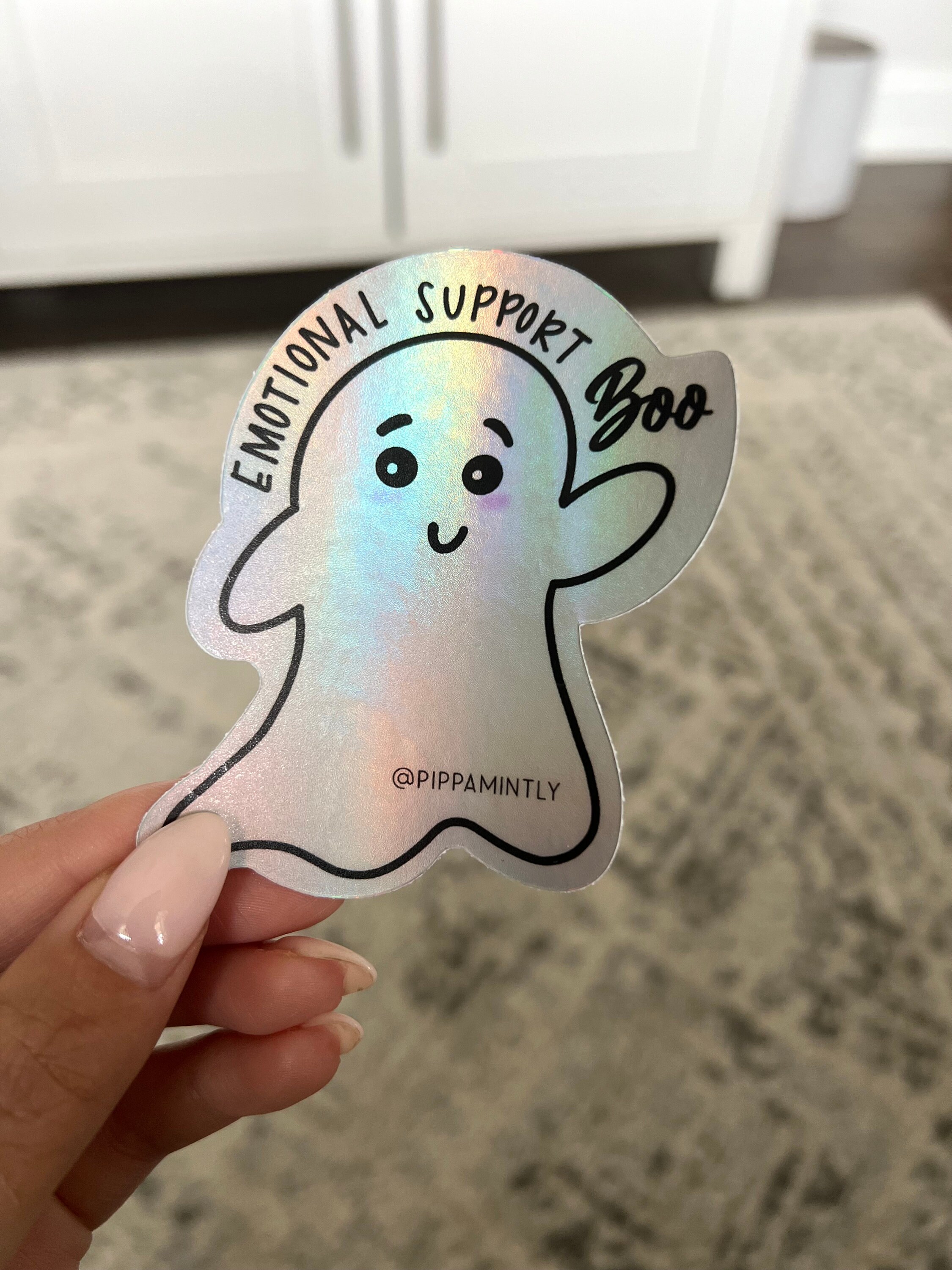 Emotional Support Boo Vinyl Sticker, Funny Sticker, Mental Health ...