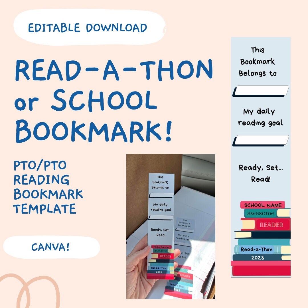School BOOKMARK Editable Template - Etsy