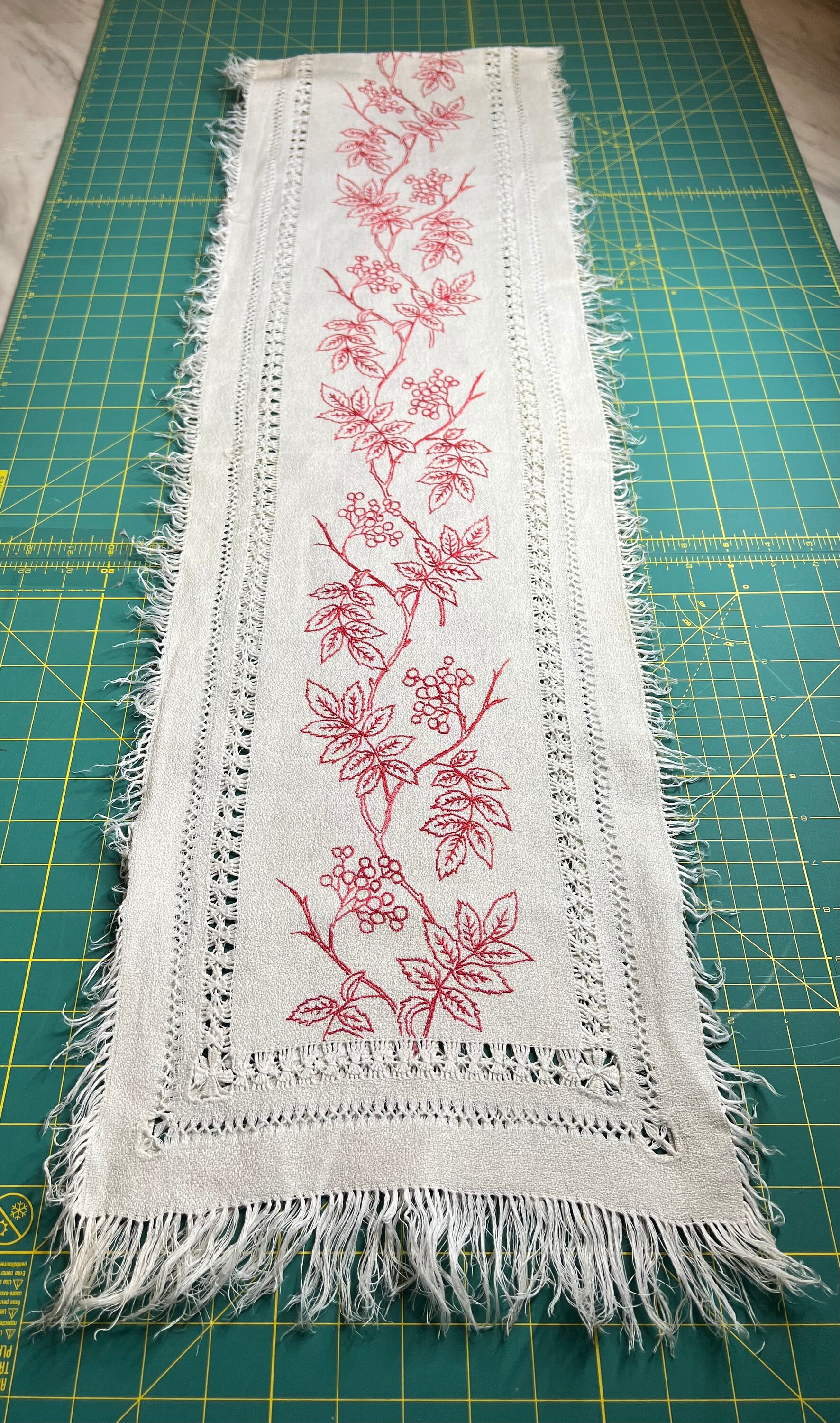 Antique Red Work, Long Buffet Runner - Etsy