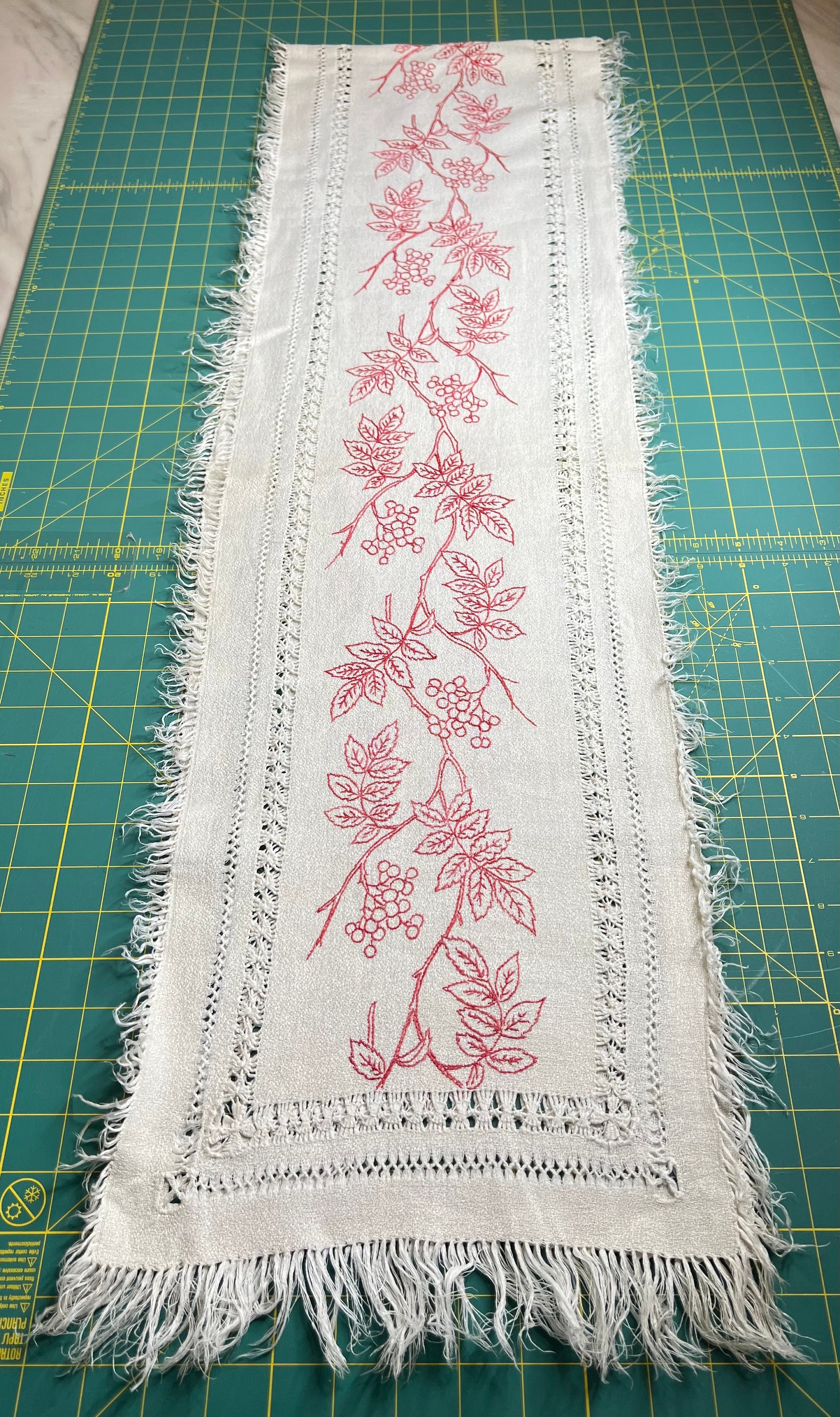 Antique Red Work, Long Buffet Runner - Etsy