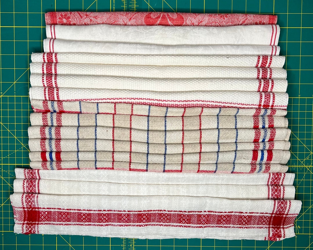 Antique Red Work Towels (4) - Etsy