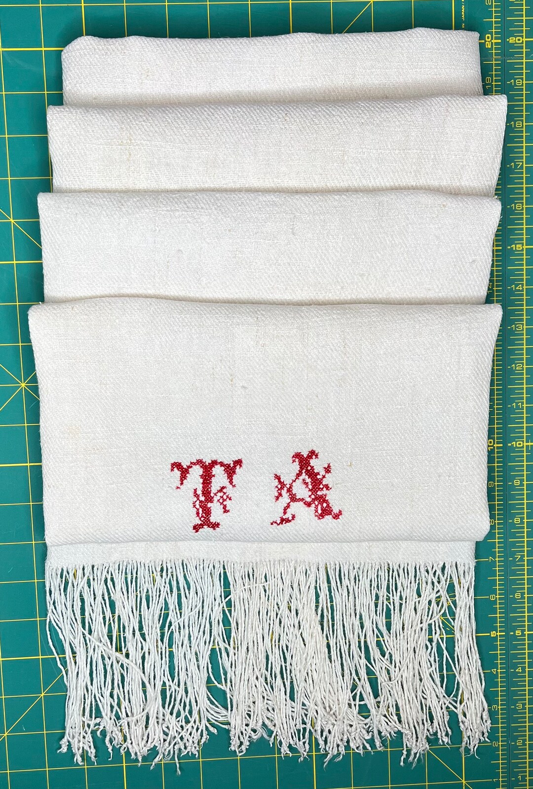 Antique Red Work Linen Towel or Table Runner - Etsy