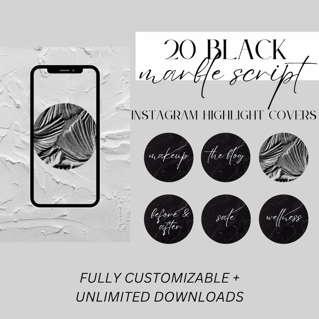 Instagram Story Highlight Cover // Blogger Instagram // Black Marble ...