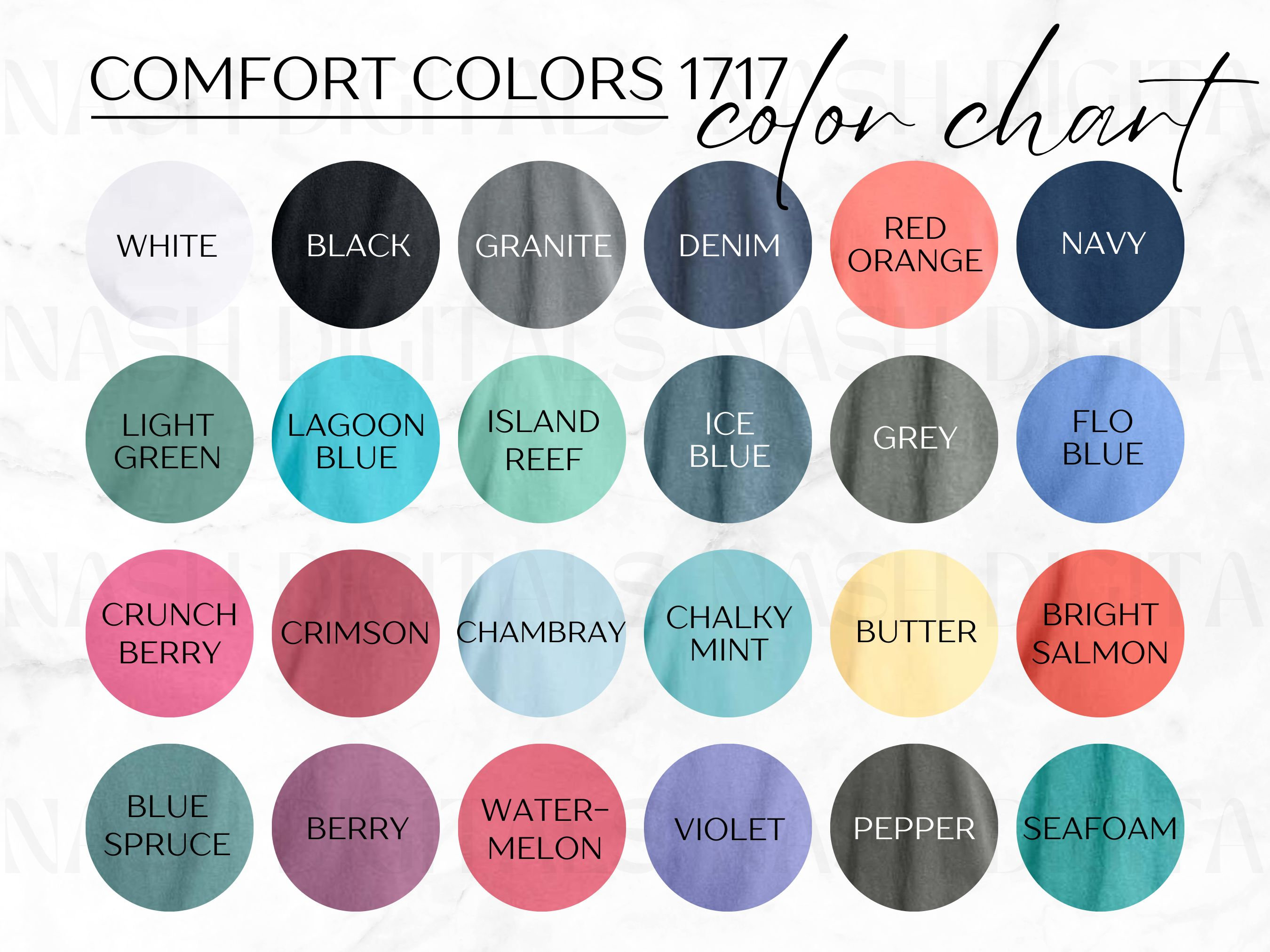 Comfort Colors Color Chart // Comfort Colors 1717 // Color Chart ...
