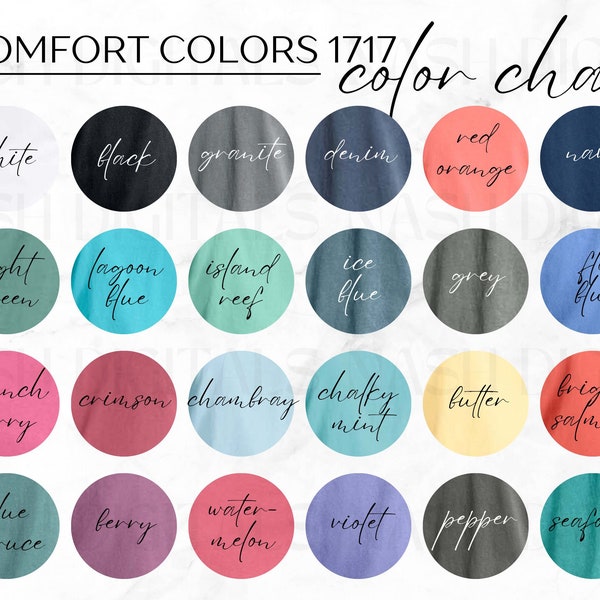 Comfort Colors Color Chart // Comfort Colors 1717 // Color Chart ...