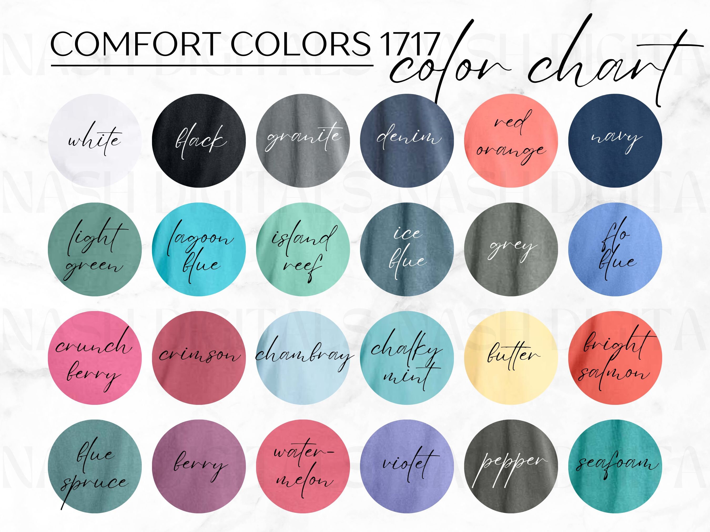 Comfort Colors Color Chart // Comfort Colors 1717 // Color Chart ...