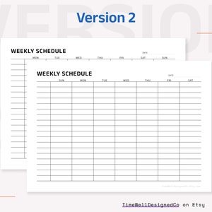 Hourly Weekly Schedule Landscape, Weekly Planner Printable, Week at a ...