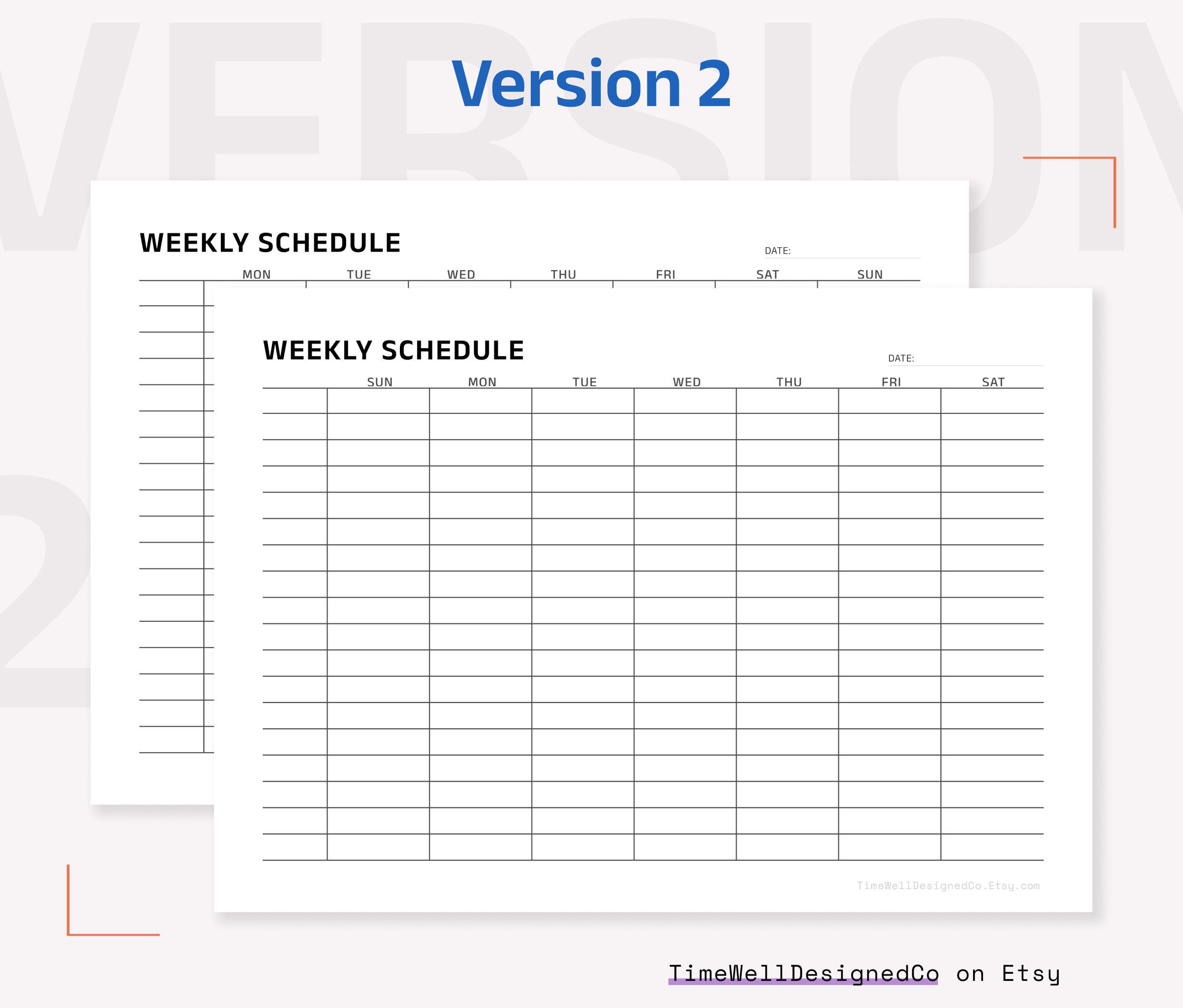 Hourly Weekly Schedule Landscape, Weekly Planner Printable, Week at a ...