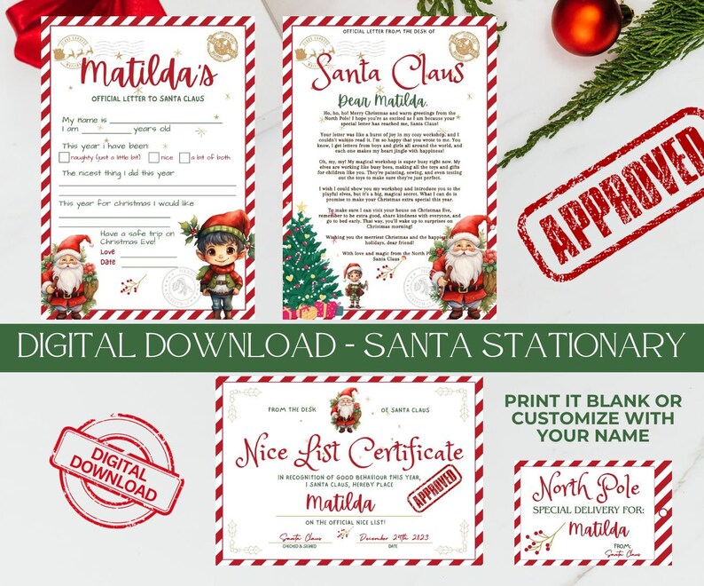 EDITABLE Letter From Santa Printable Christmas Stationary - Etsy
